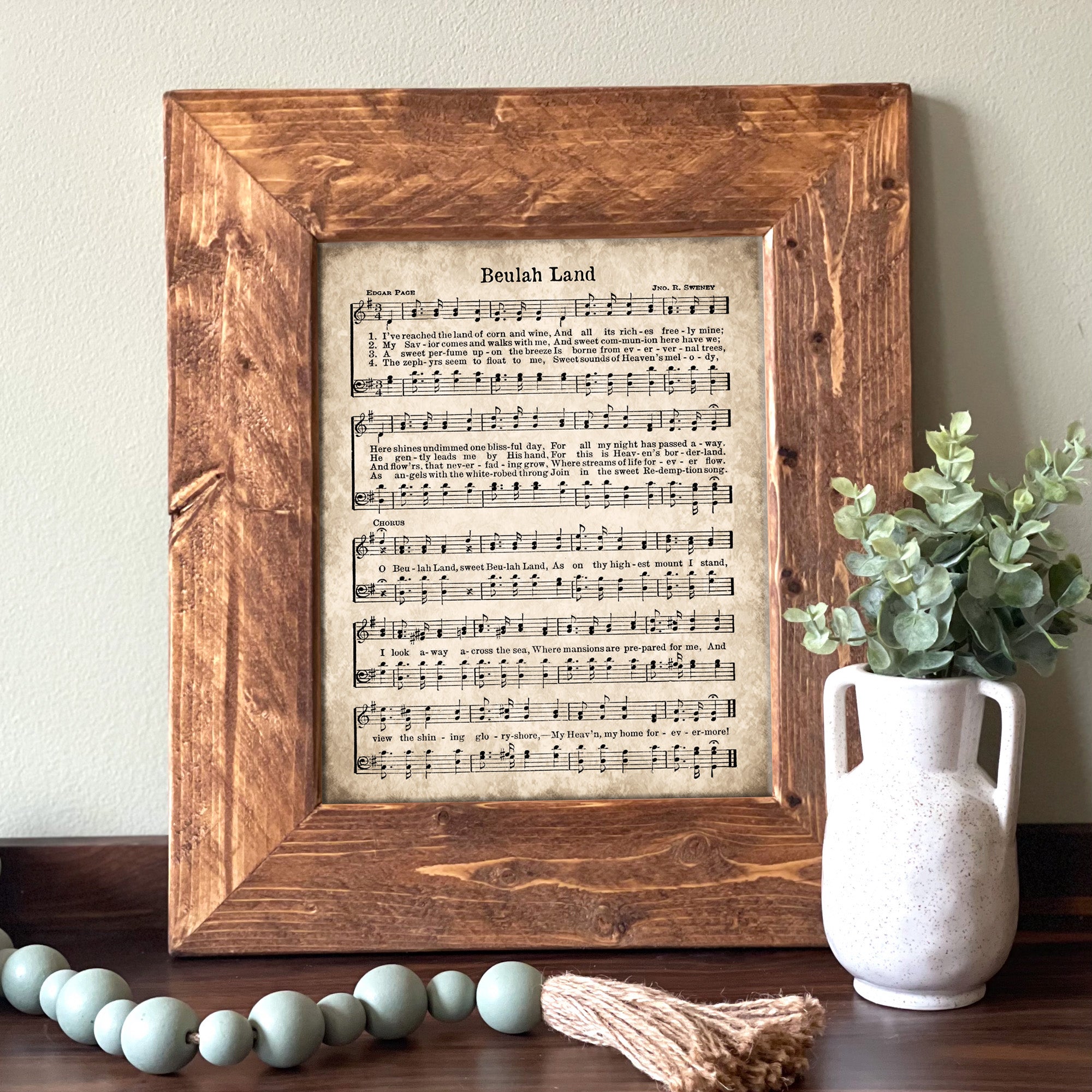 Beulah Land Hymn Sheet Music Framed Picture – Swinford Designs