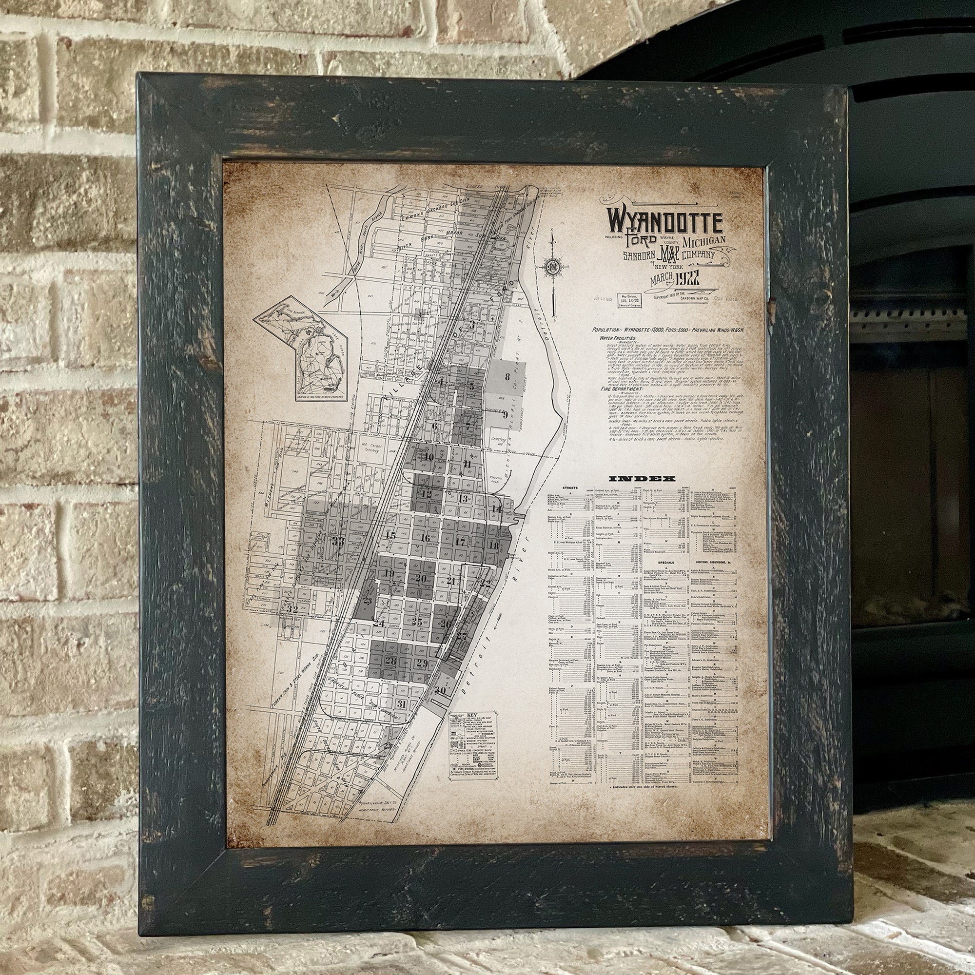 Wyandotte Michigan Vintage Map (1922) – Swinford Designs